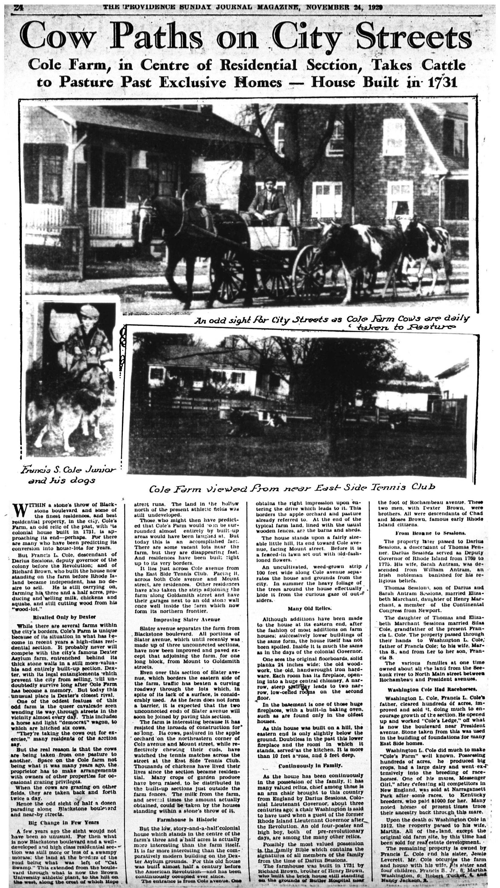 Cow Paths on City Streets – The historic Cole Farmhouse